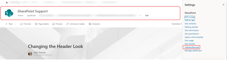 Changing the look of the header on your SharePoint site – One Minute ...
