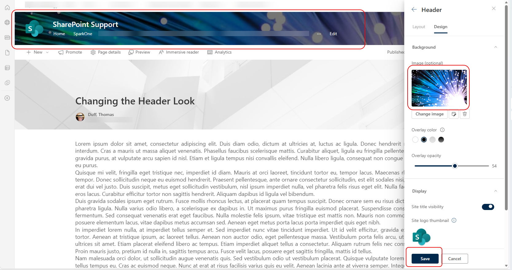 Changing the look of the header on your SharePoint site – One Minute ...