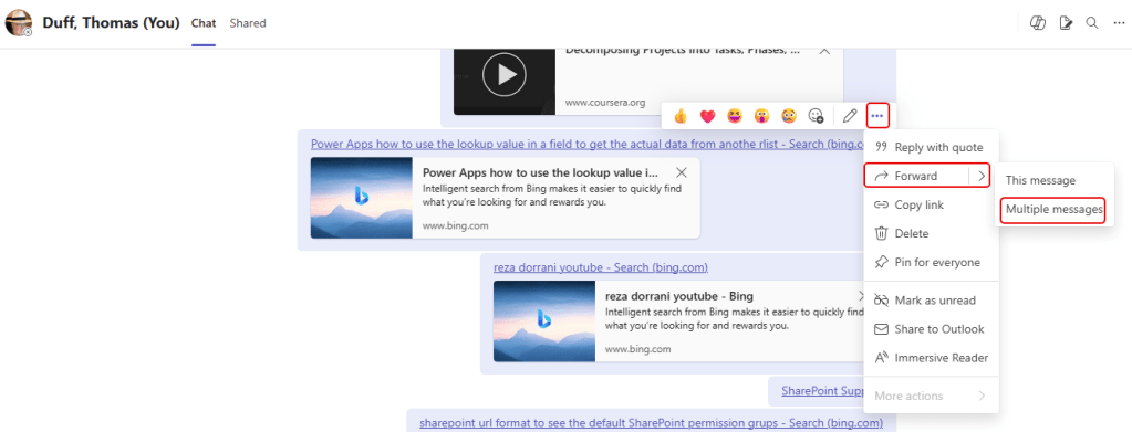 Forwarding multiple messages in Microsoft Teams – One Minute Office Magic